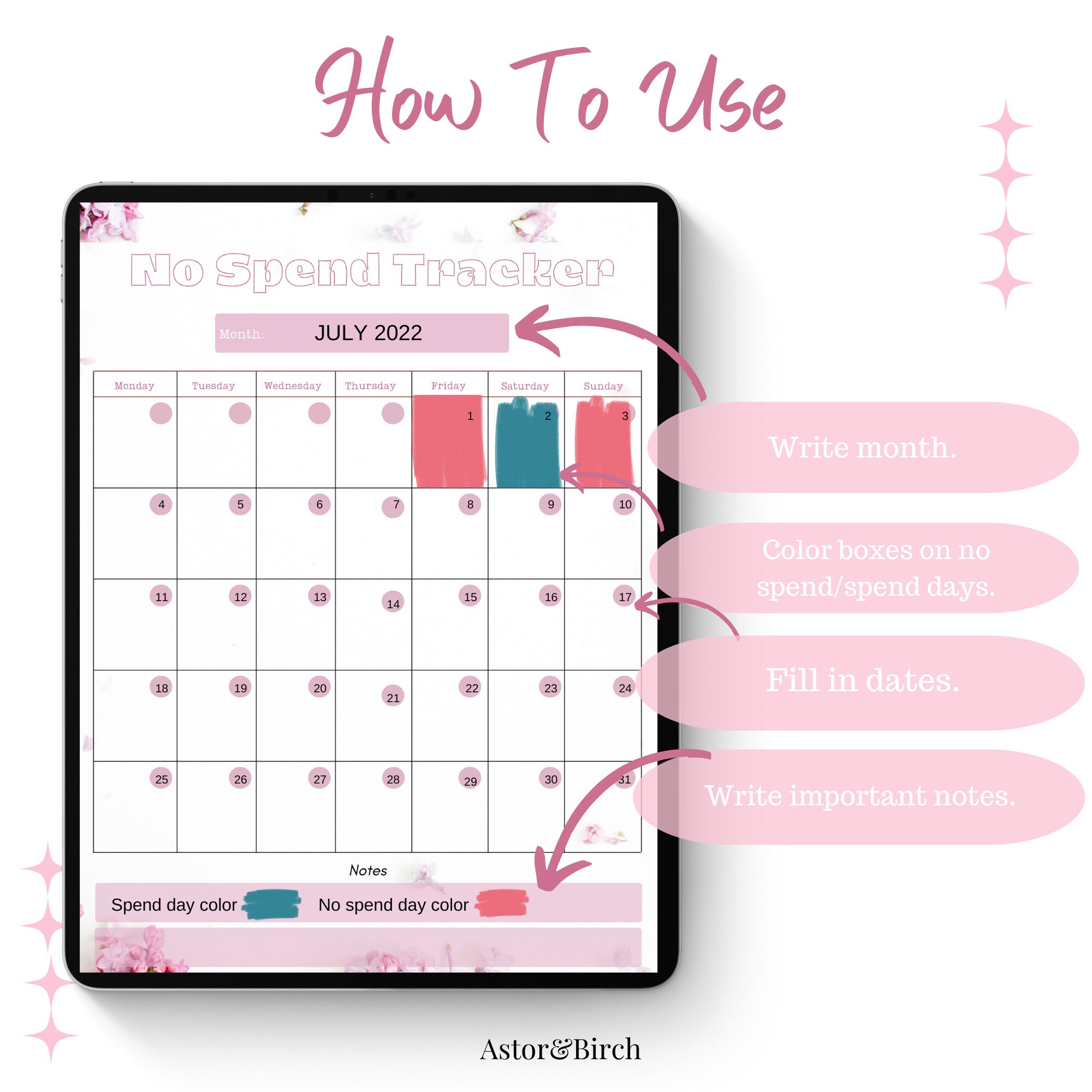 No Spend Tracker Calendar (printable) | No Spend Challenge | No Spend ...
