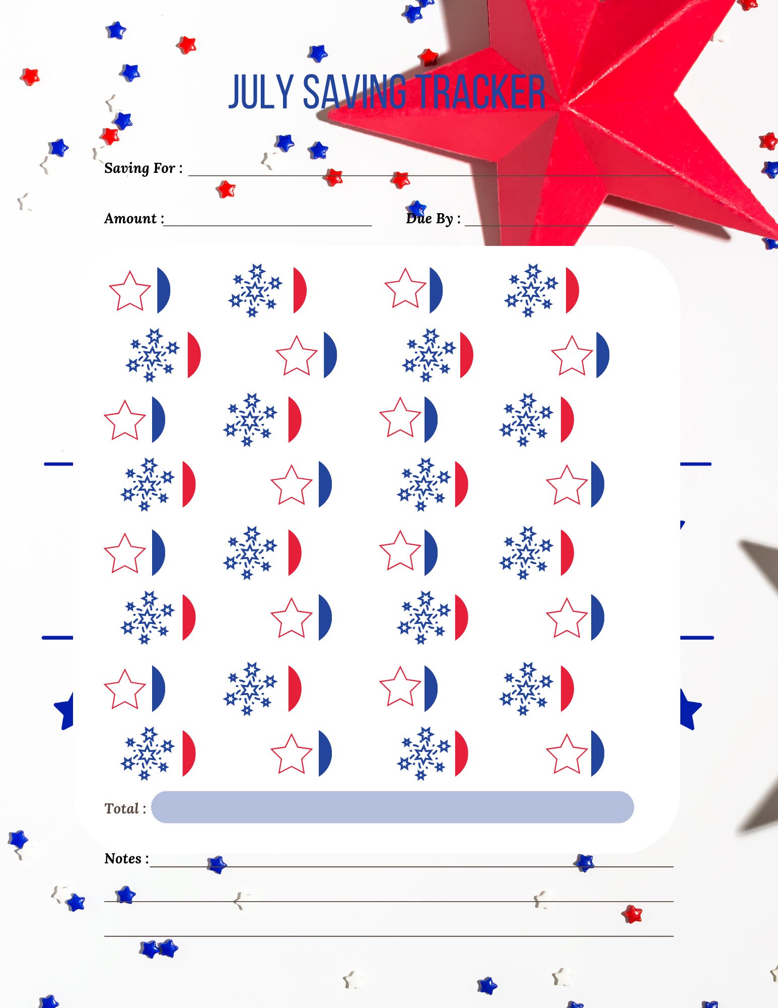July 1K Savings Challenge| (printable) | Savings Tracker | Money ...