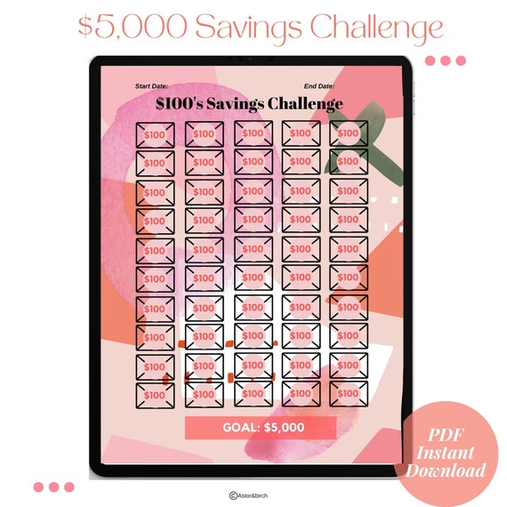 5K Savings Envelope Savings Challenge Printable 5K - Etsy