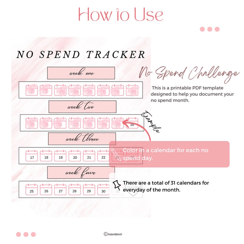 No Spending Tracker (printable) | No Spend Challenge | No Spend Month ...