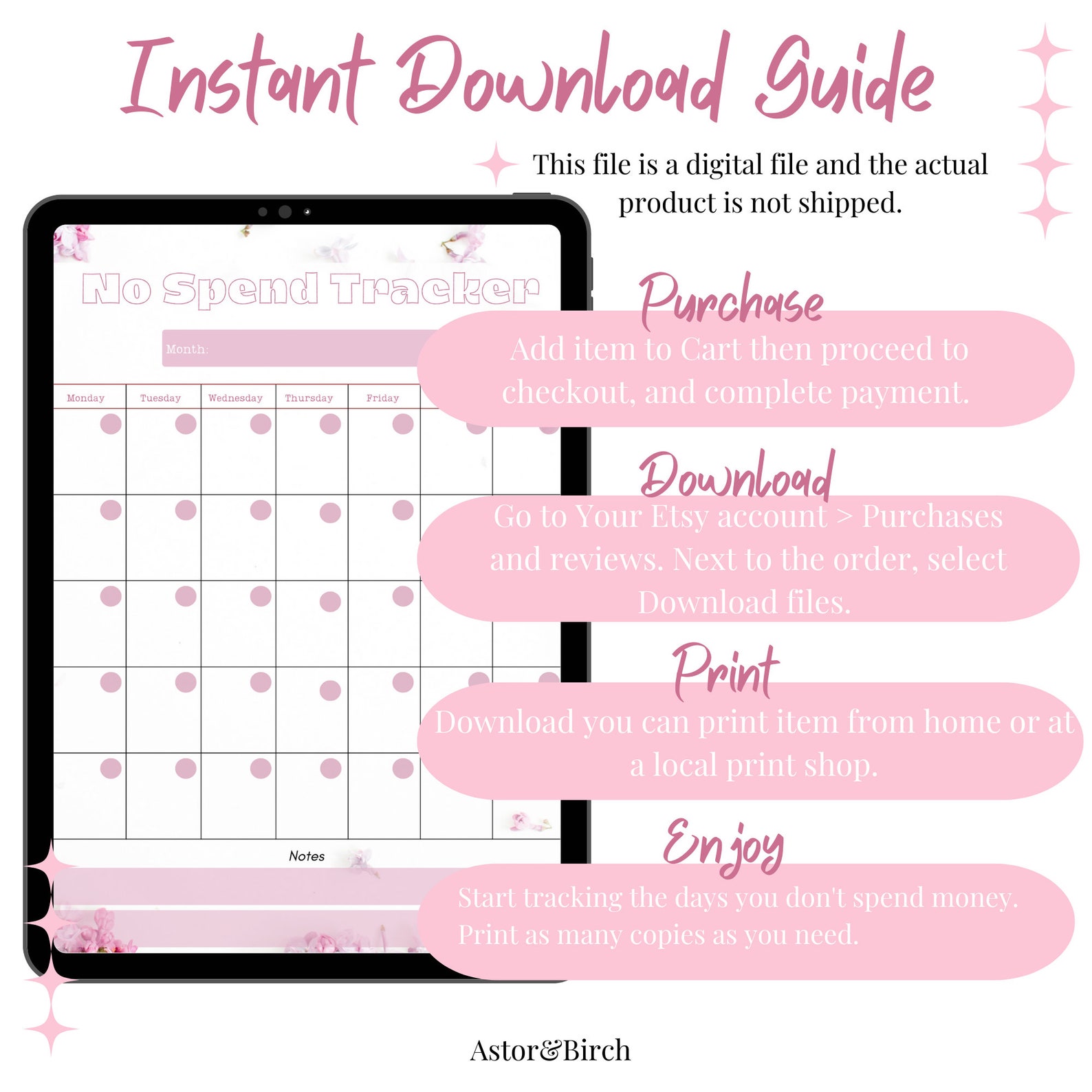 No Spend Tracker Calendar (printable) | No Spend Challenge | No Spend ...