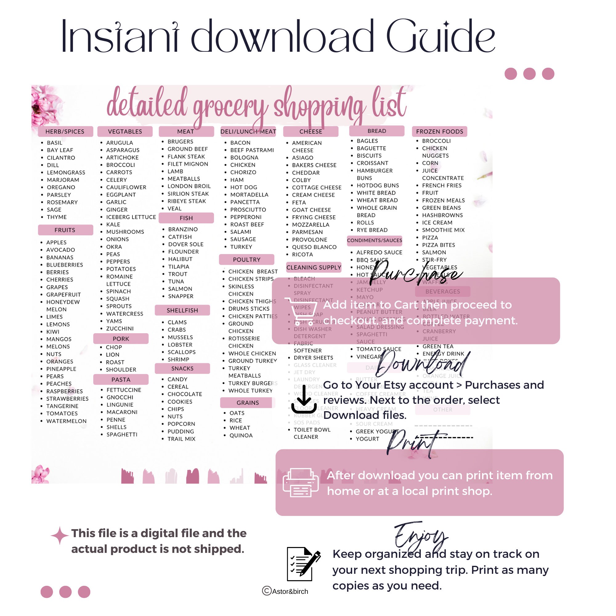 Detailed Grocery Shopping List | Grocery List | (printable) | Food ...