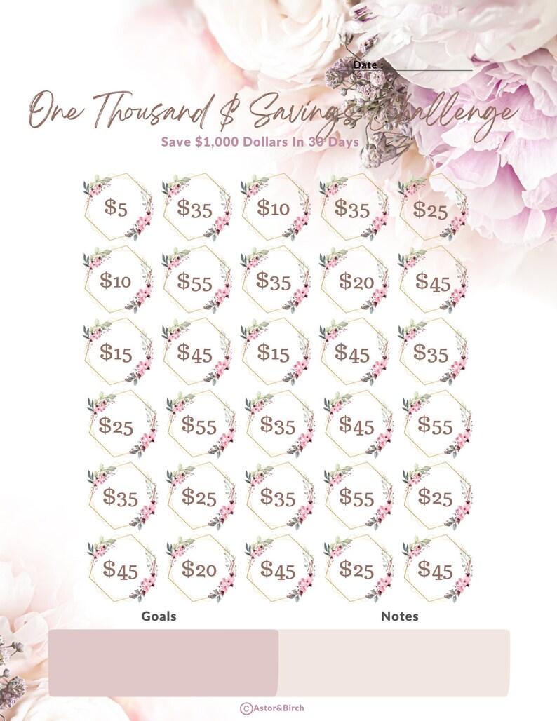 Save 1K in 30 Days | (printable)| 1K Saving Tracker | 1K Savings ...