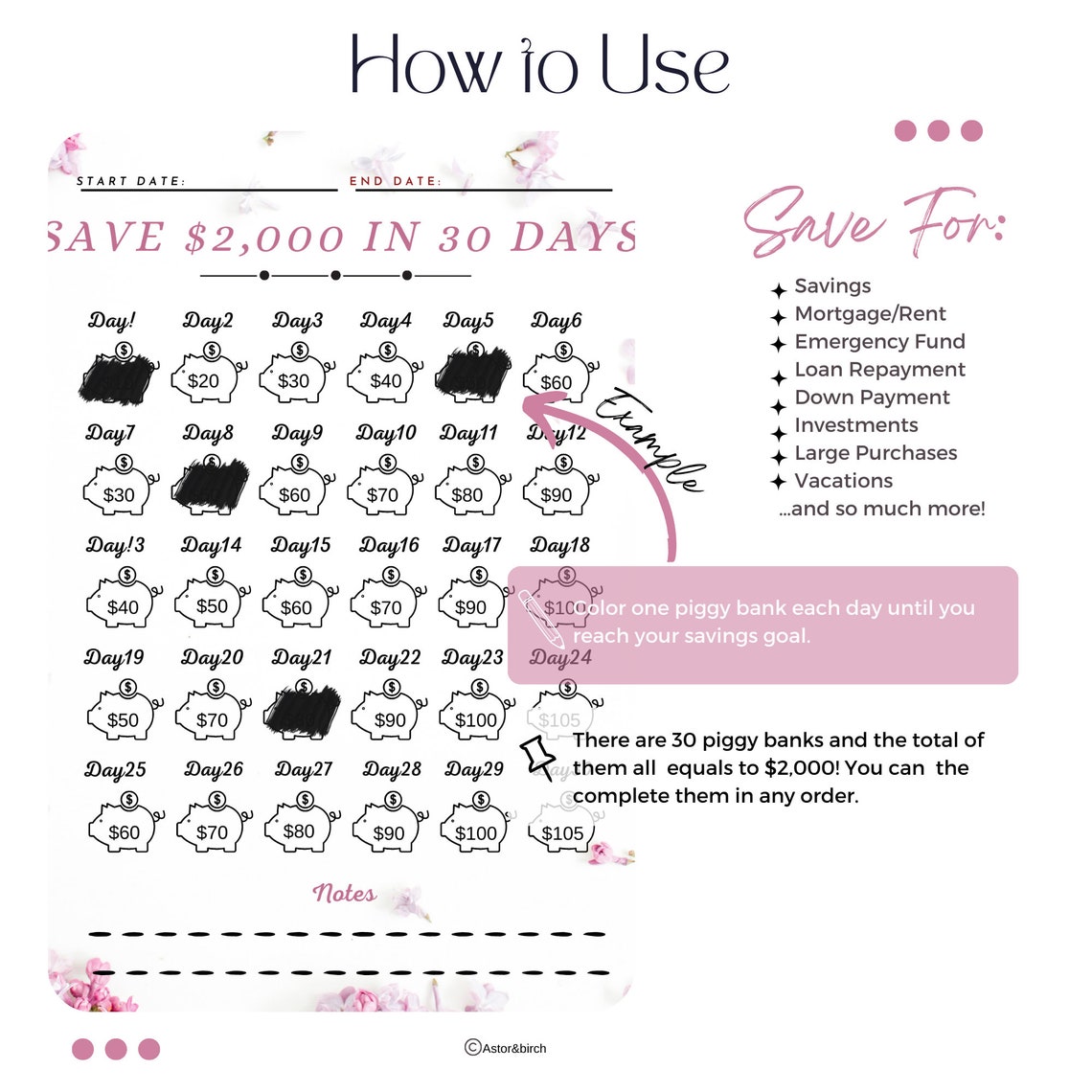 2K 30 DAY CHALLENGE (printable) | 2K Saving Tracker | Save 2K | Savings ...