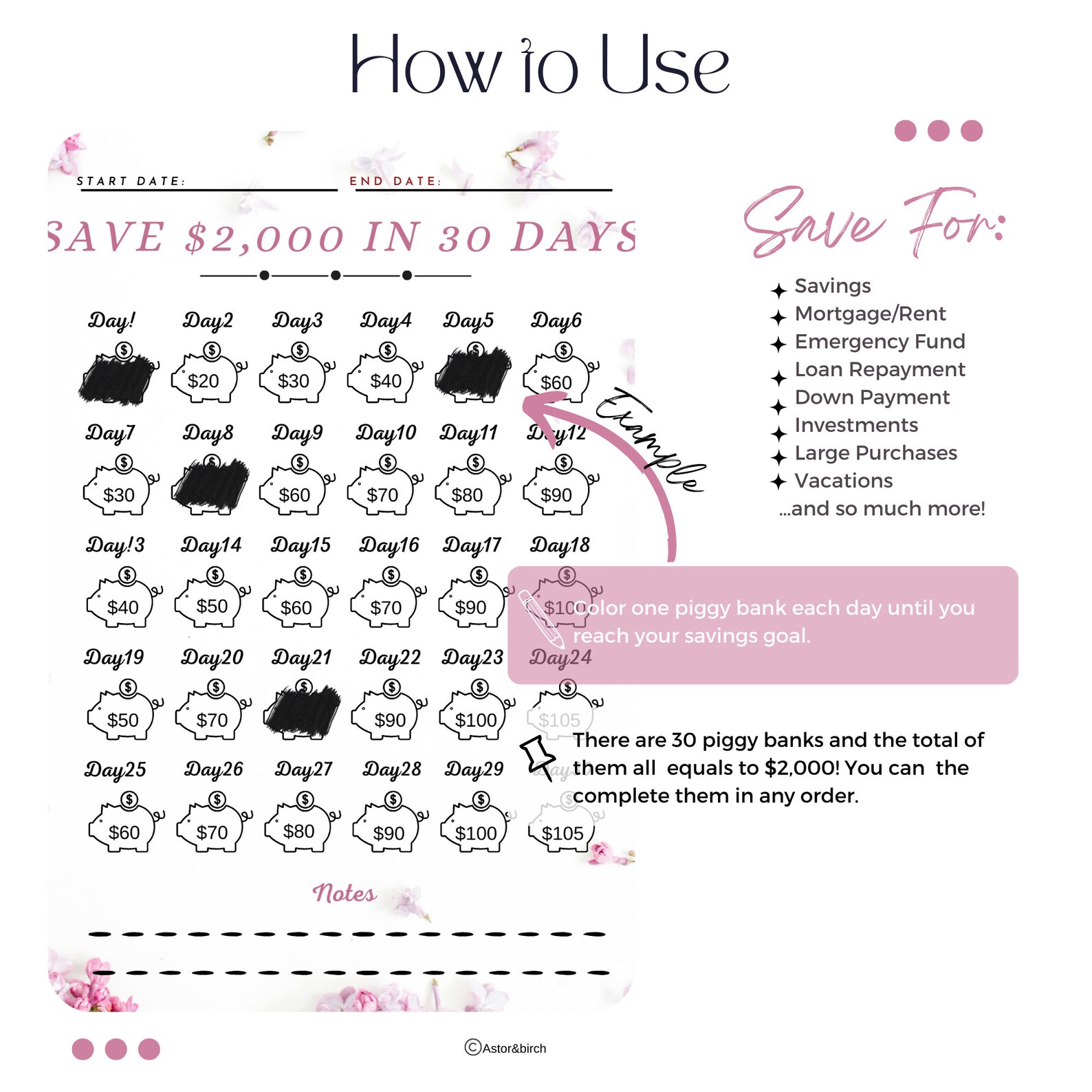 2K 30 DAY CHALLENGE (printable) | 2K Saving Tracker | Save 2K | Savings ...
