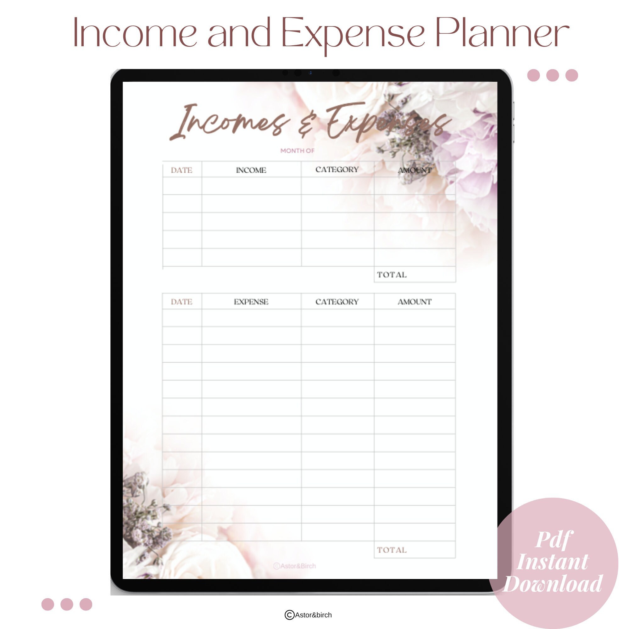 Income and Expense Tracker | (printable) Income and Expense Log ...