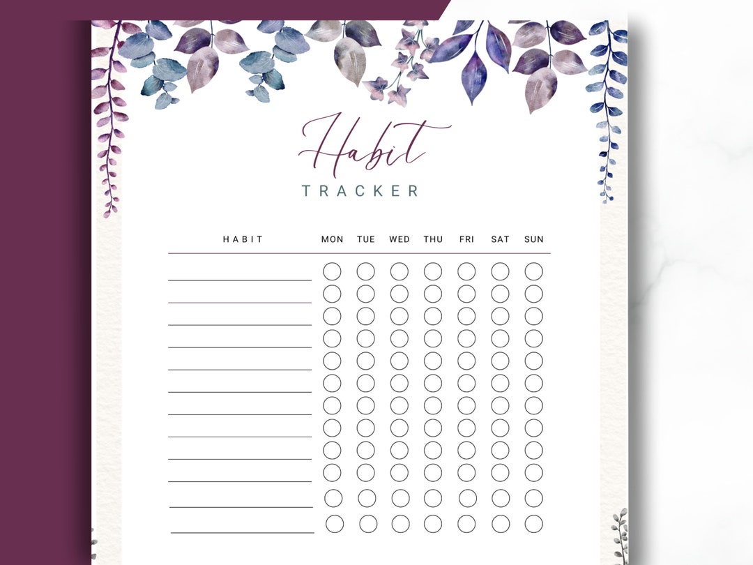 Weekly Habit Tracker | Botanical Habit Tracker, Planner, Calendar ...