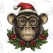 Chimp Monkey Christmas Png - Festive Chimpanzee With Santa Hat ...
