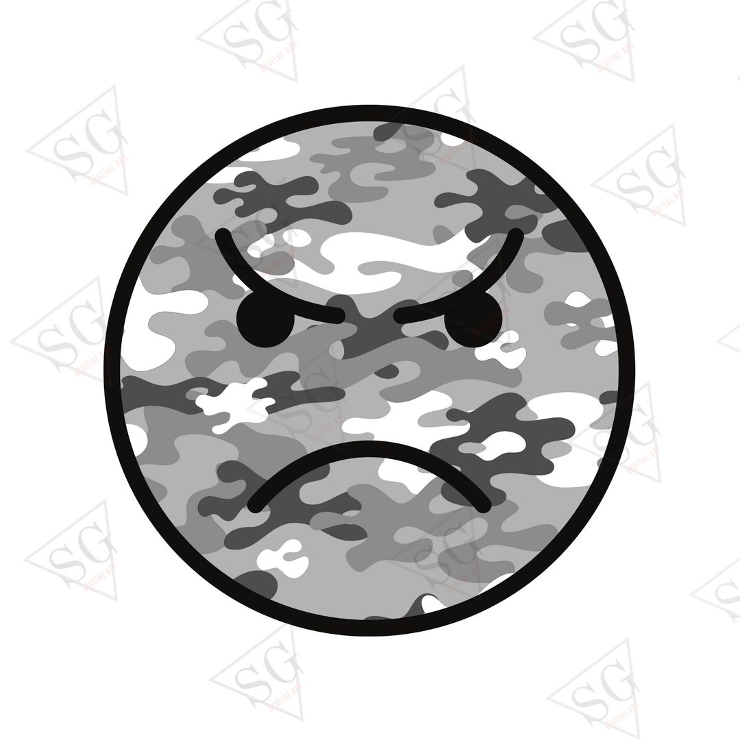 Camo Frowning Face PNG - Retro Soldier Clipart (digital Download) - Etsy