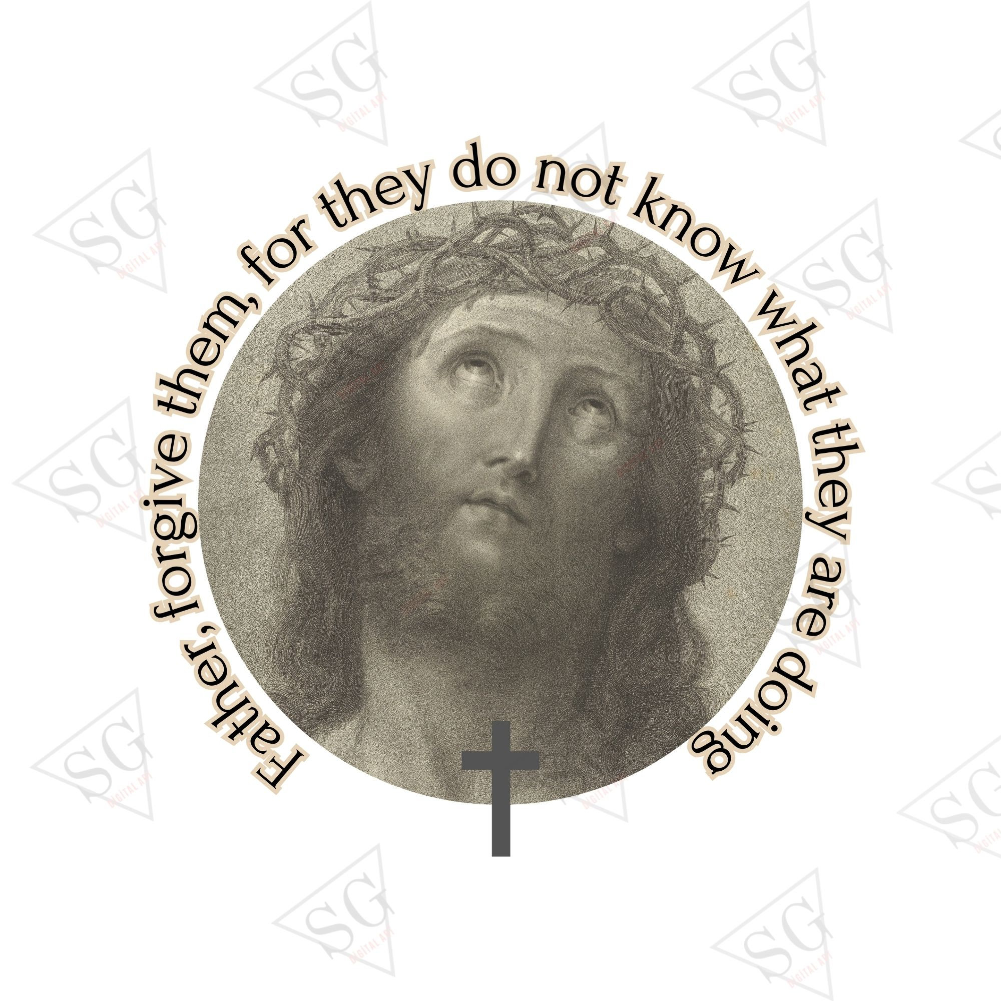Jesus Cross Png Design Jesus Crown of Thorns Father Forgive Them for ...