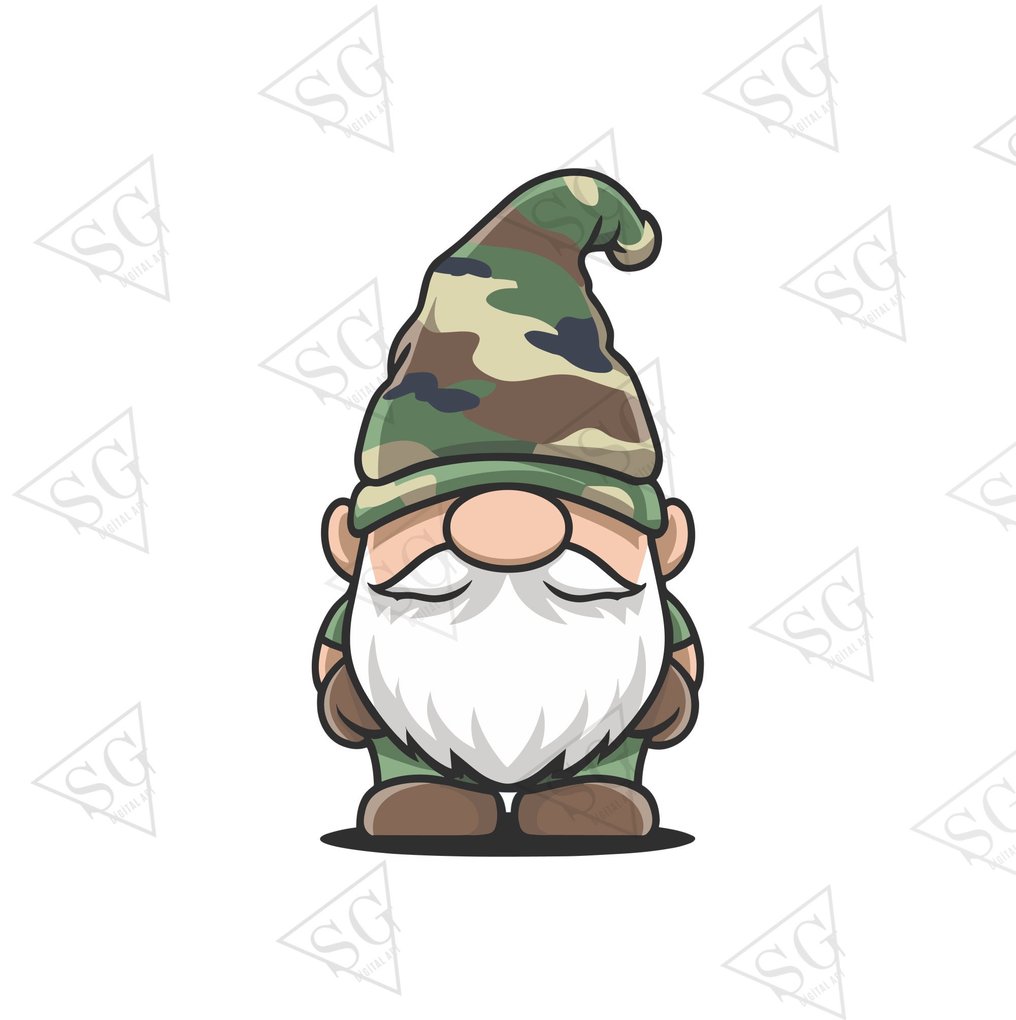 Camouflage Gnomes Three PNG - Soldier Gnome With Camo Hat Bundle ...