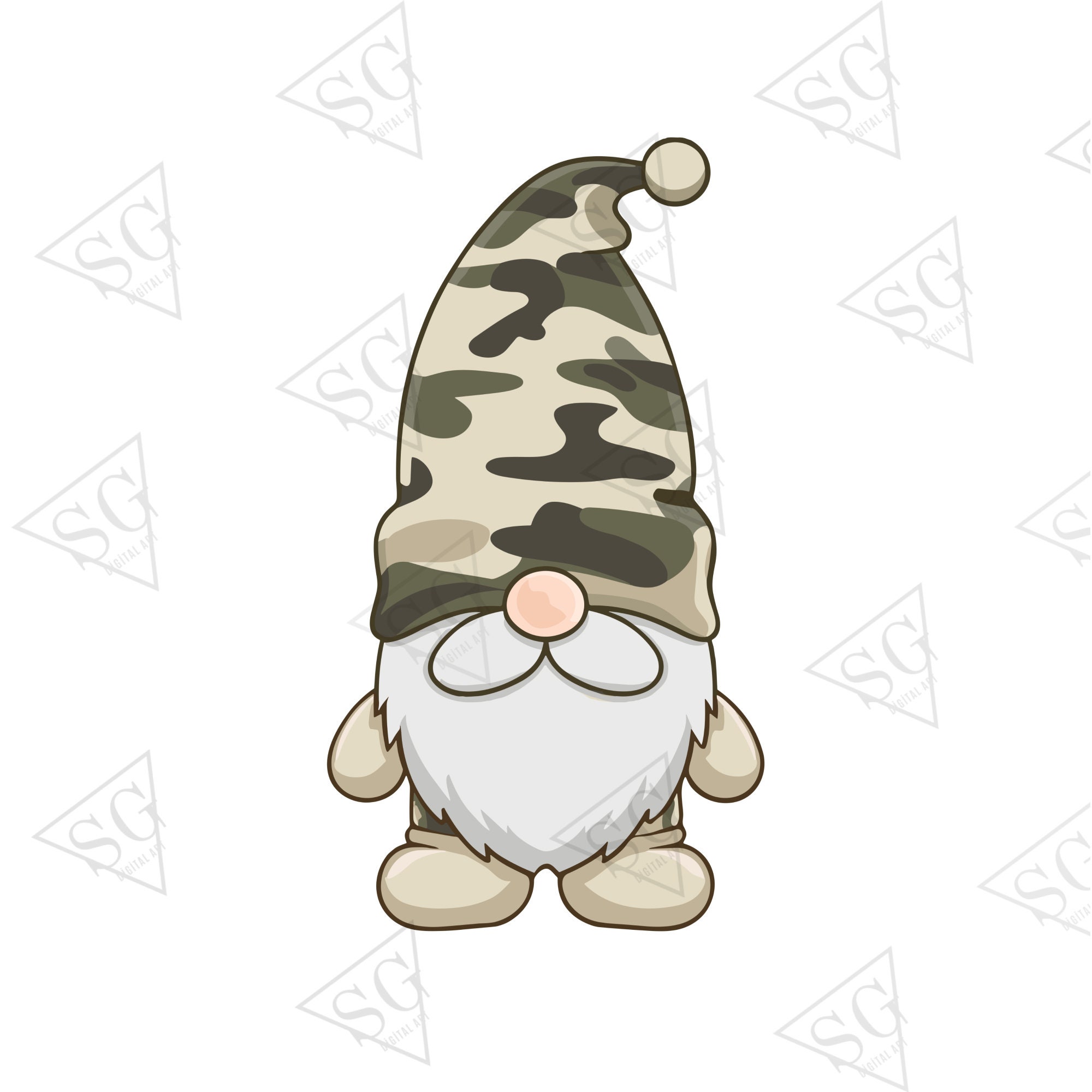 Camouflage Gnomes Three PNG - Soldier Gnome With Camo Hat Bundle ...
