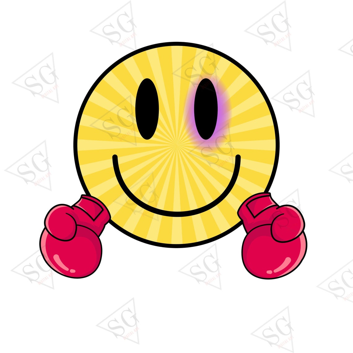 Boxer Fighter Smiley SVG Boxing Happy Face PNG Knockout - Etsy