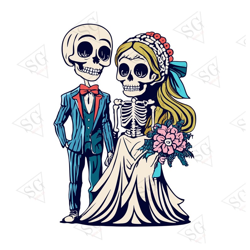 Skeleton Bride and Groom PNG Skeleton Couple PNG Haunted - Etsy