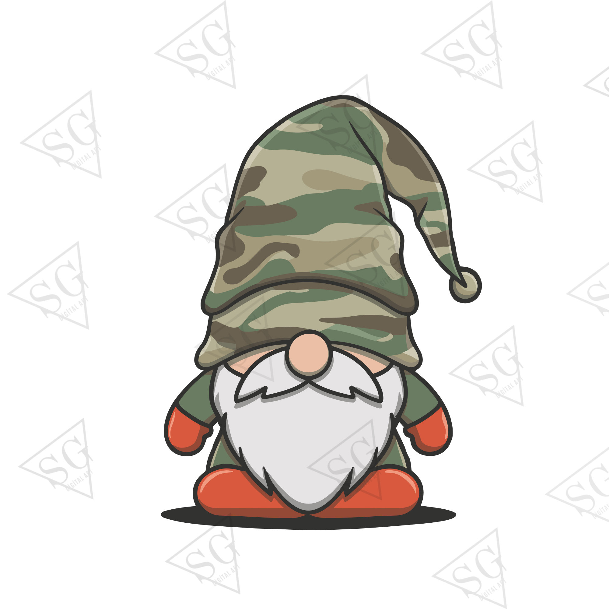 Camouflage Gnomes Three PNG - Soldier Gnome With Camo Hat Bundle ...