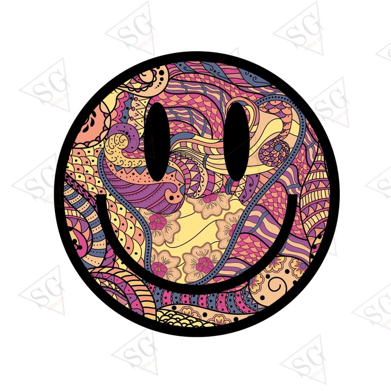 Smiley Happy Face Png Ethnic Pattern Smile Face Sublimation Designs Emoji Transparent Png Smiley ...