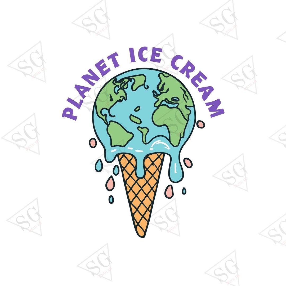 Melting Earth Ice Cream Svg-planet Ice Cream Png-eco-friendly Dessert ...