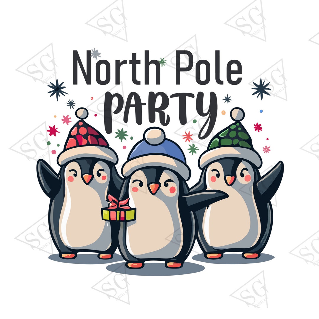 Penguins North Pole Party Png Winter Celebration With Adorable Penguins ...