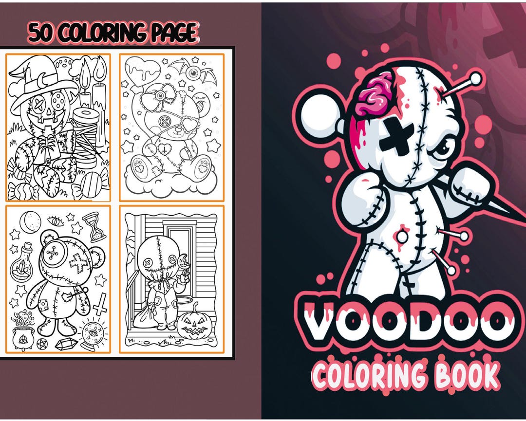 50 Voodoo Doll Coloring Page Book Halloween Creepy Girls , Printable ...