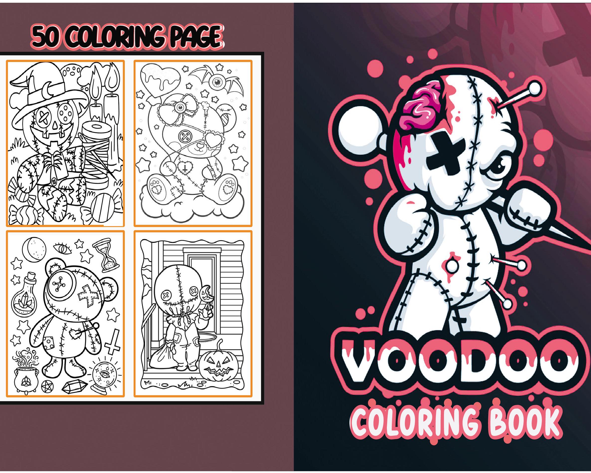 50 Voodoo Doll Coloring Page Book Halloween Creepy Girls , Printable ...