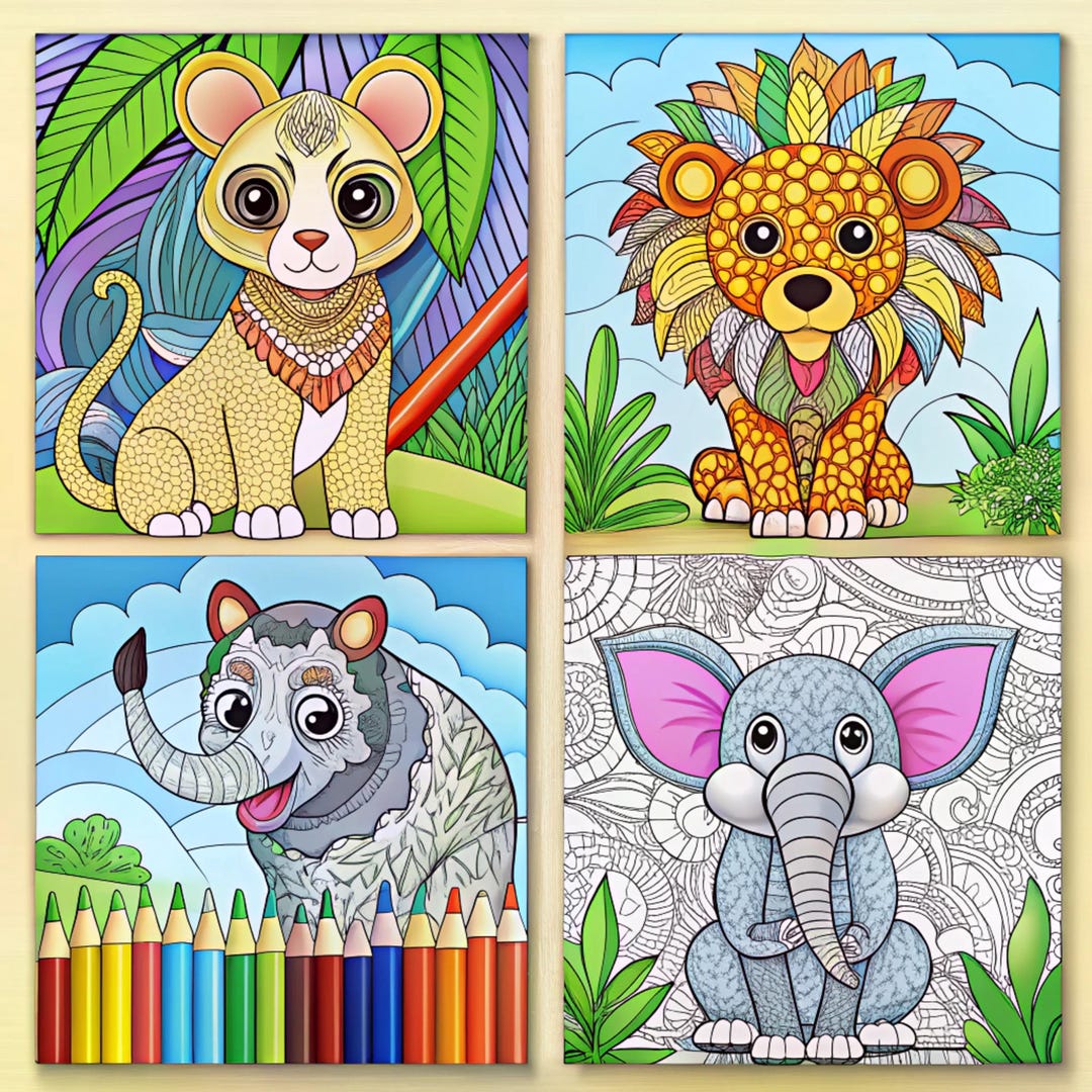 Funny Animal Coloring Pages, Adults and Kids, Instant Download ...