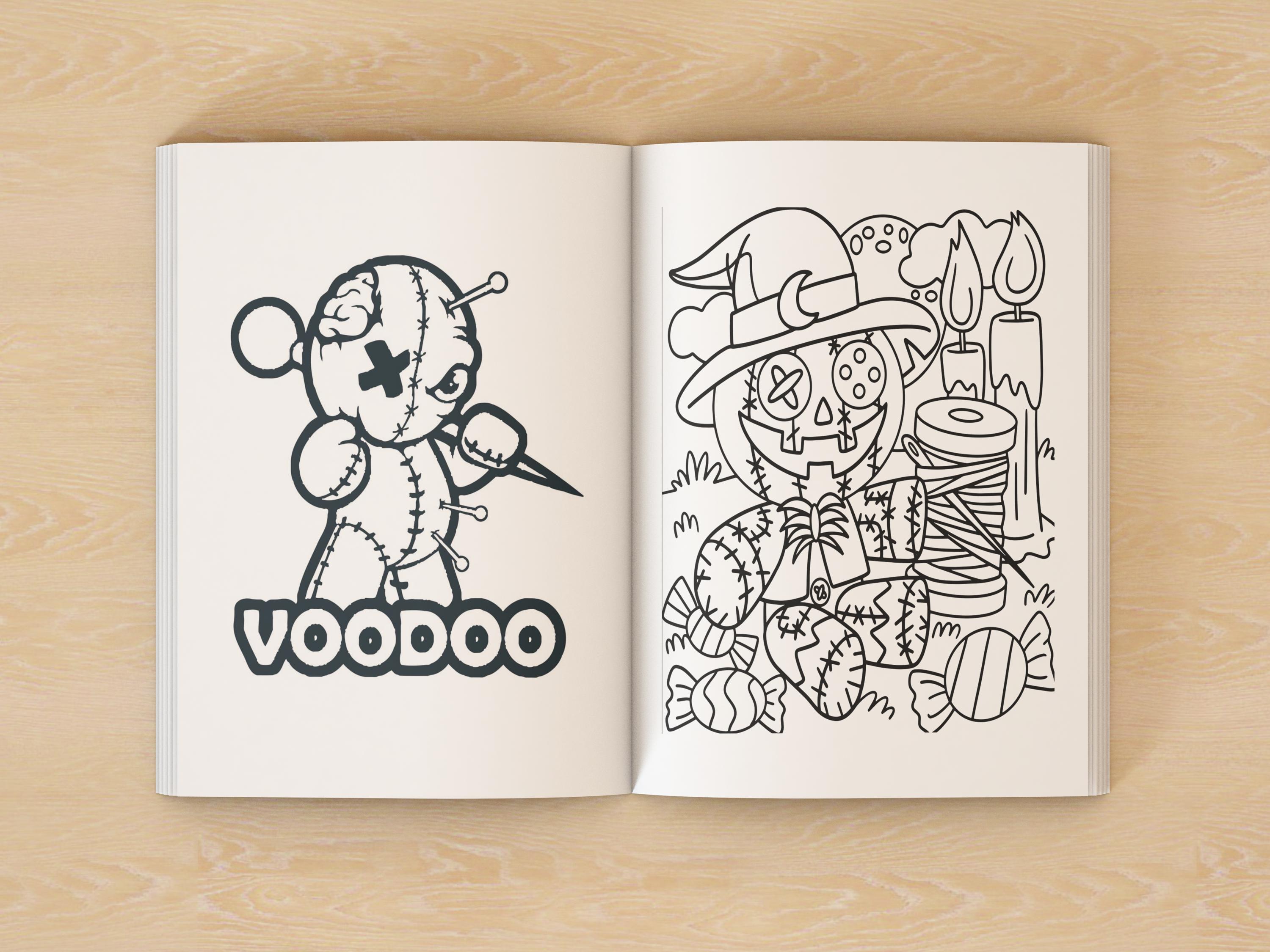 50 Voodoo Doll Coloring Page Book Halloween Creepy Girls , Printable ...