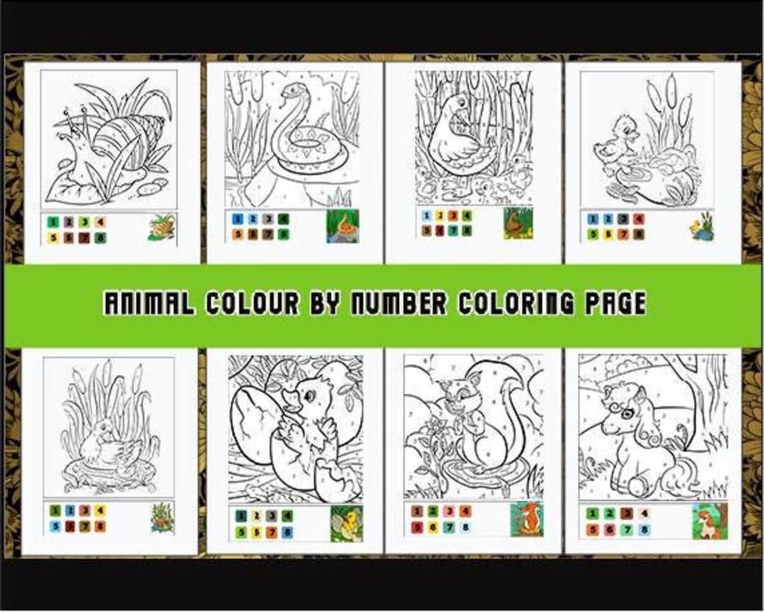 Animal Color by Number Pages for Kids, Color by Number Book, Animal ...