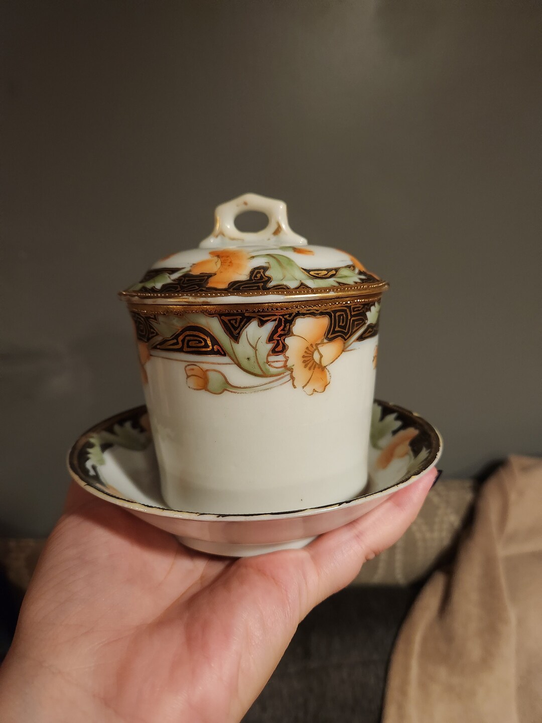 Japanese Sugar Bowl and Saucer - Etsy