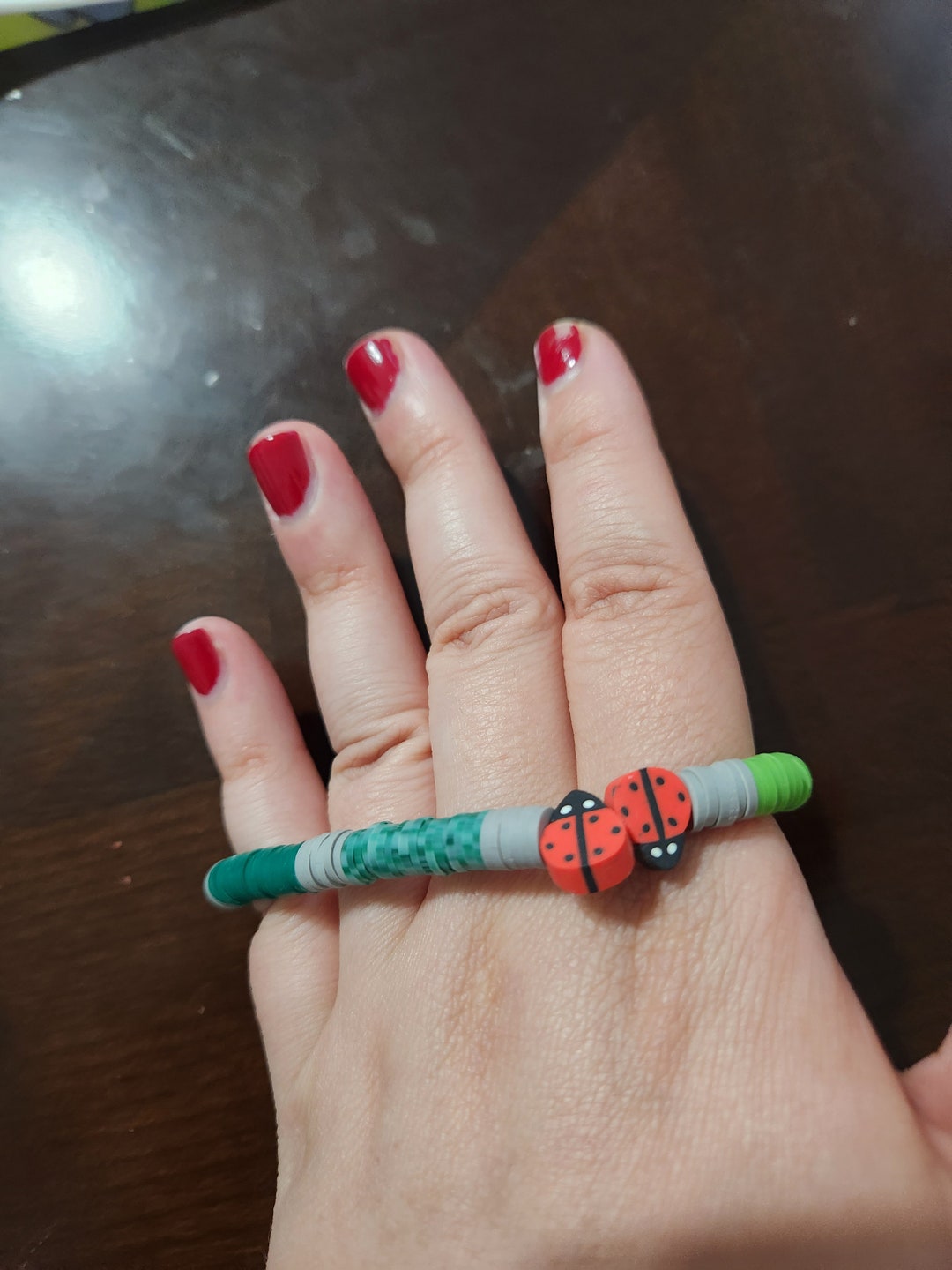 Ladybug Heishi Bead Bracelet - Etsy