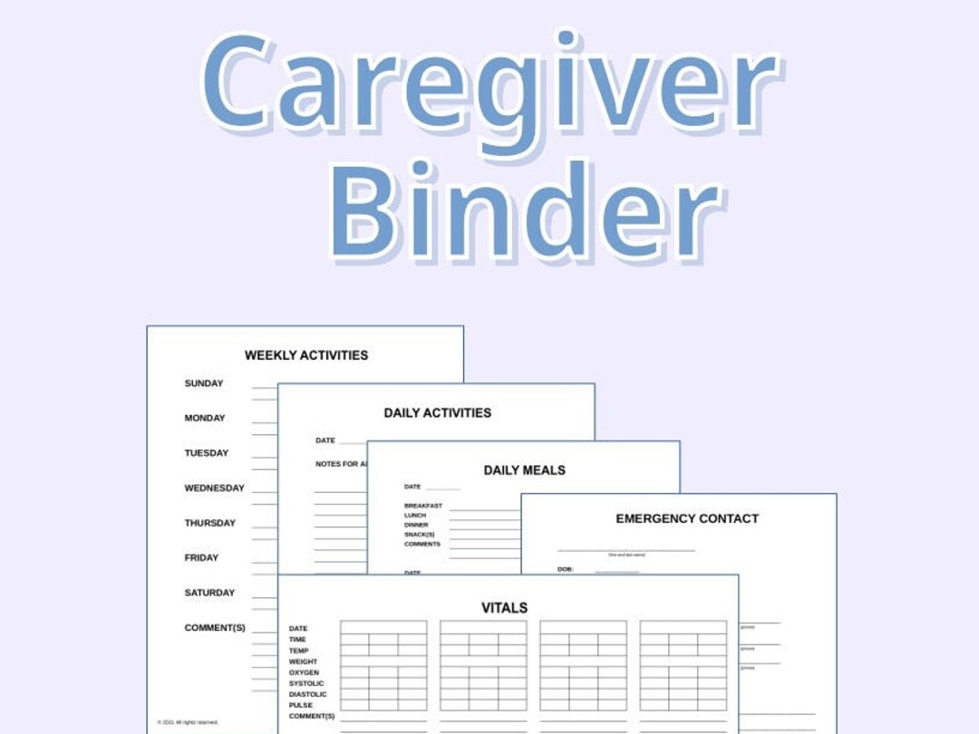 Dementia Care Forms Binder Caregiver Planner Home Health - Etsy