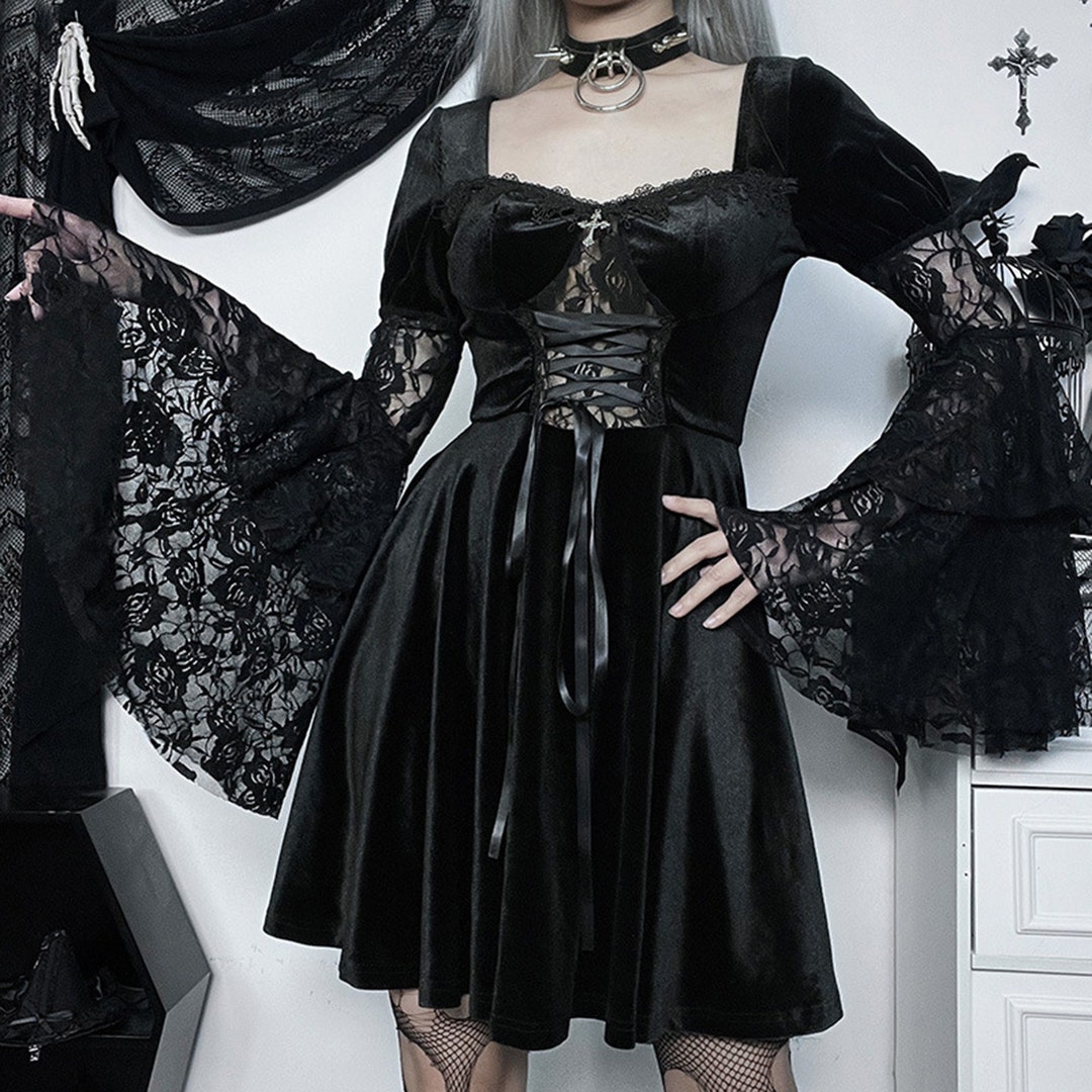 Dark Gothic Dress Lace Princess Dress Masquerade Party - Etsy