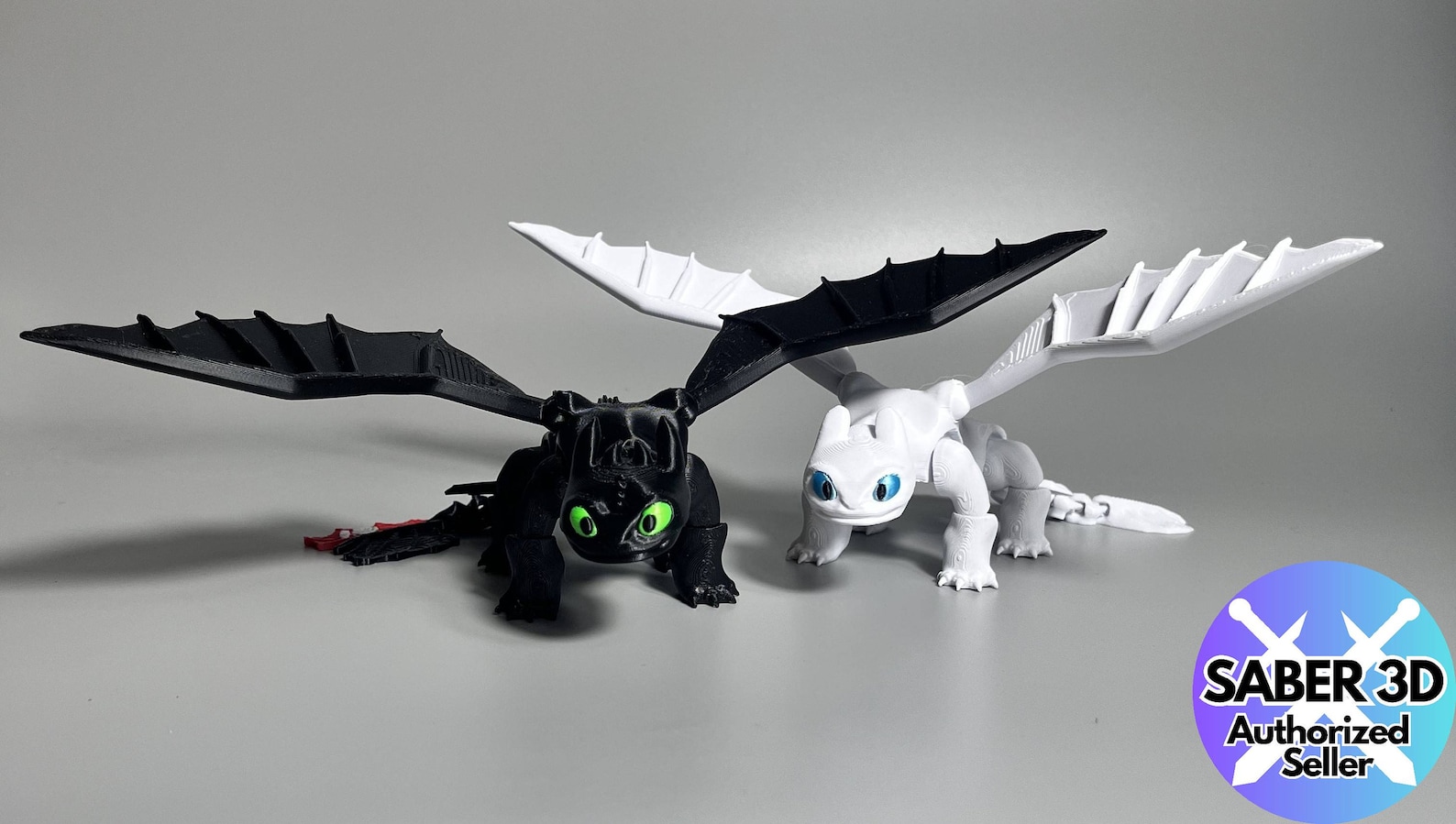 Articulated Toothless & Light Fury Combo Lot 3D Printed Night Fury and ...