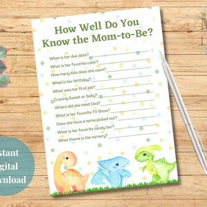 Bundle of Dinosaur Baby Shower Games, Dinosaur Shower Activities, Polka ...