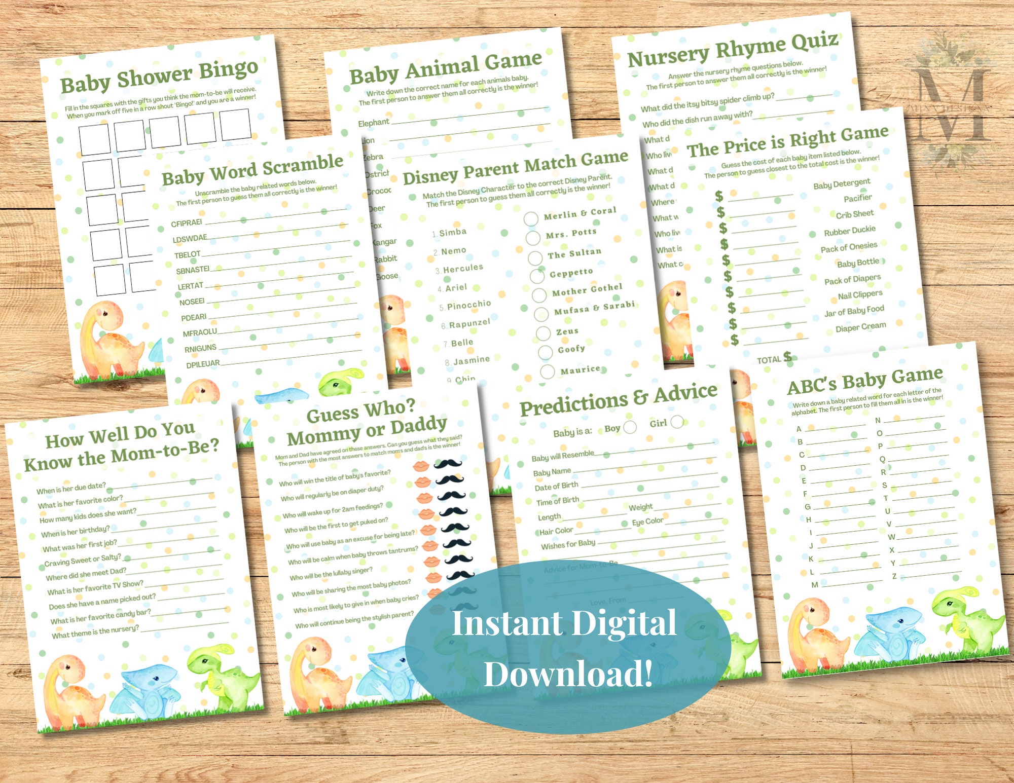 Bundle of Dinosaur Baby Shower Games Dinosaur Shower - Etsy