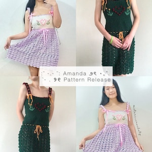 Crochet Top/dress Pattern: Amanda Heart & Flower Design (PDF Pattern ...