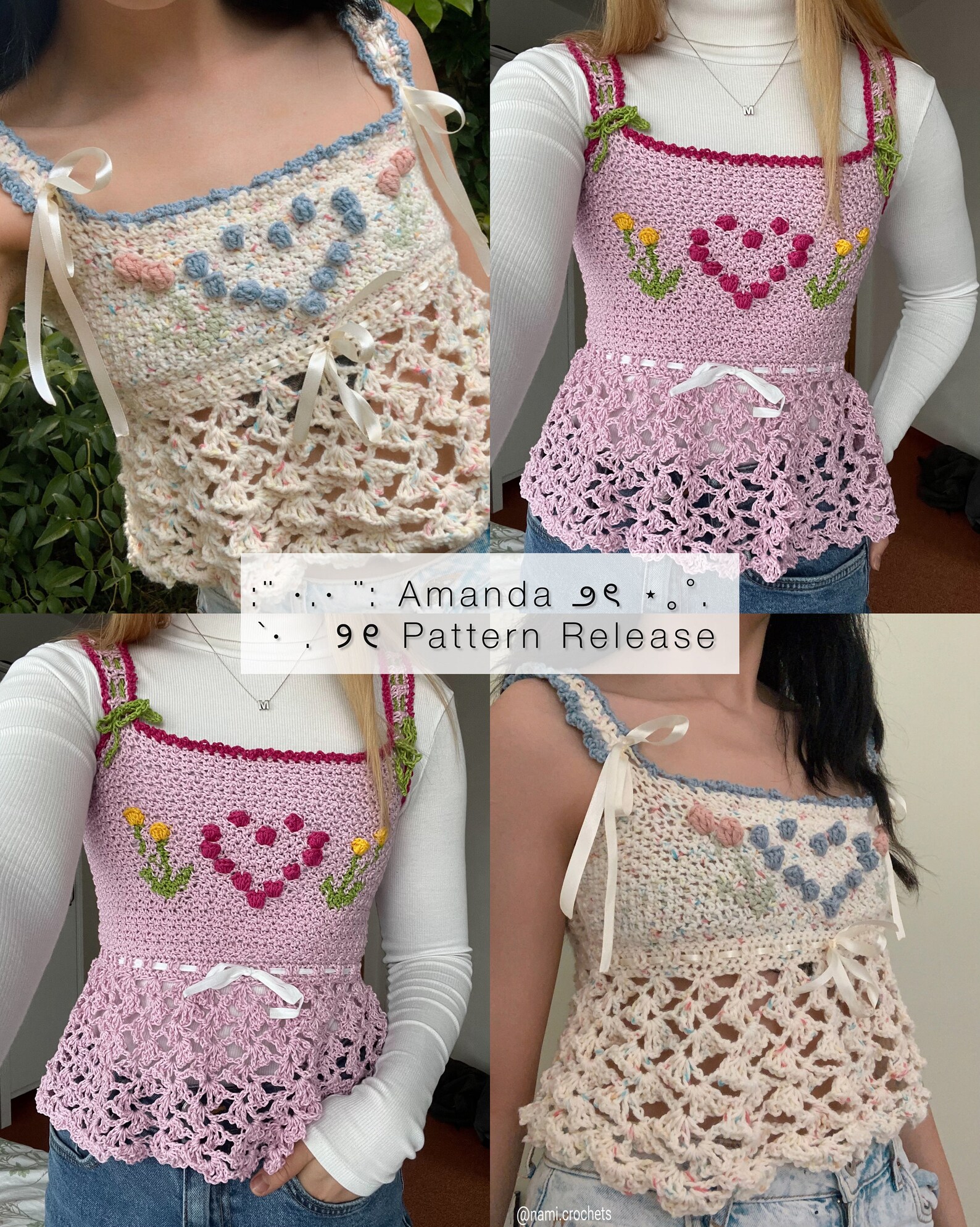 Crochet Top/dress Pattern: Amanda Heart & Flower Design (PDF Pattern ...