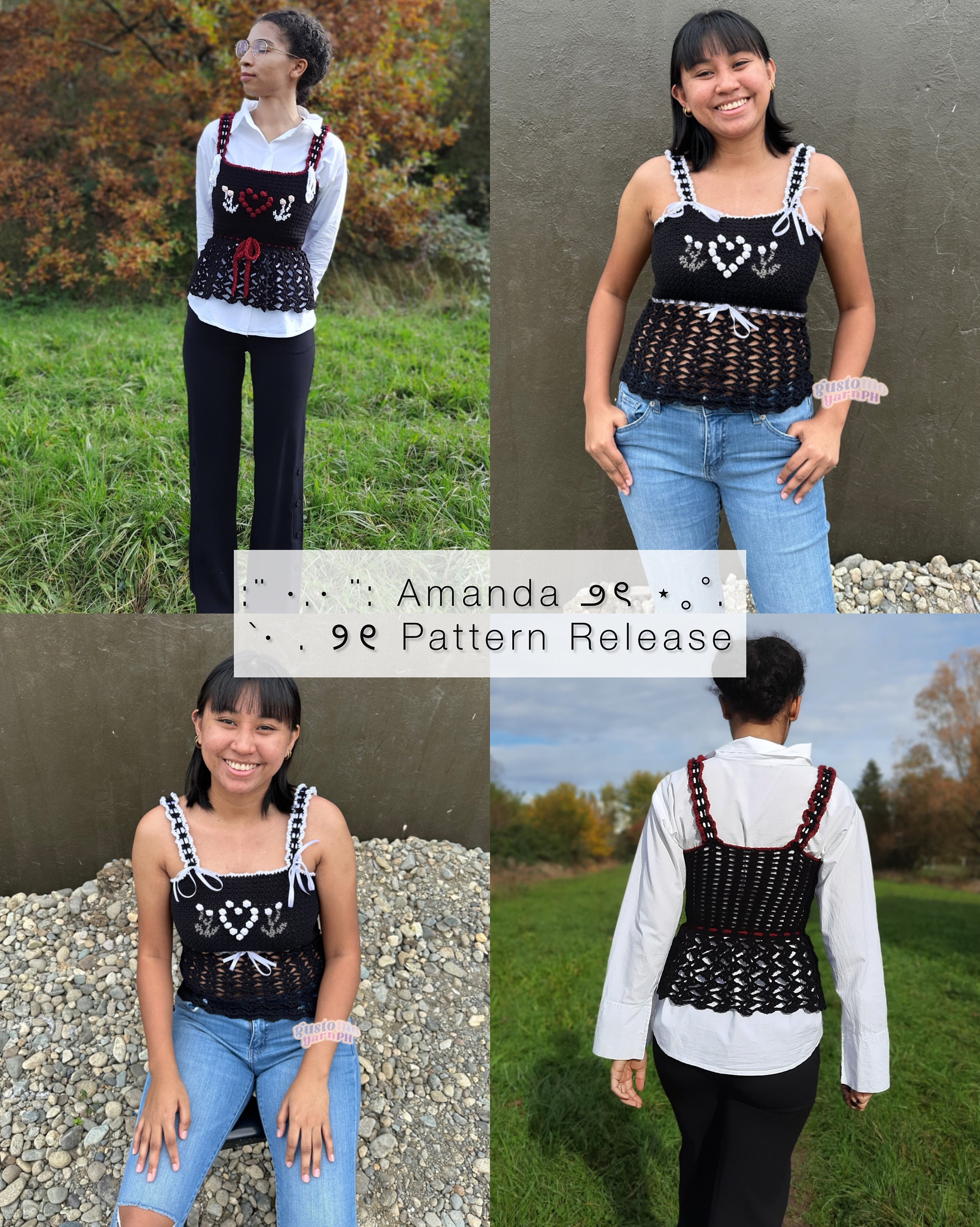 Crochet Top/dress Pattern: Amanda Heart & Flower Design (PDF Pattern ...