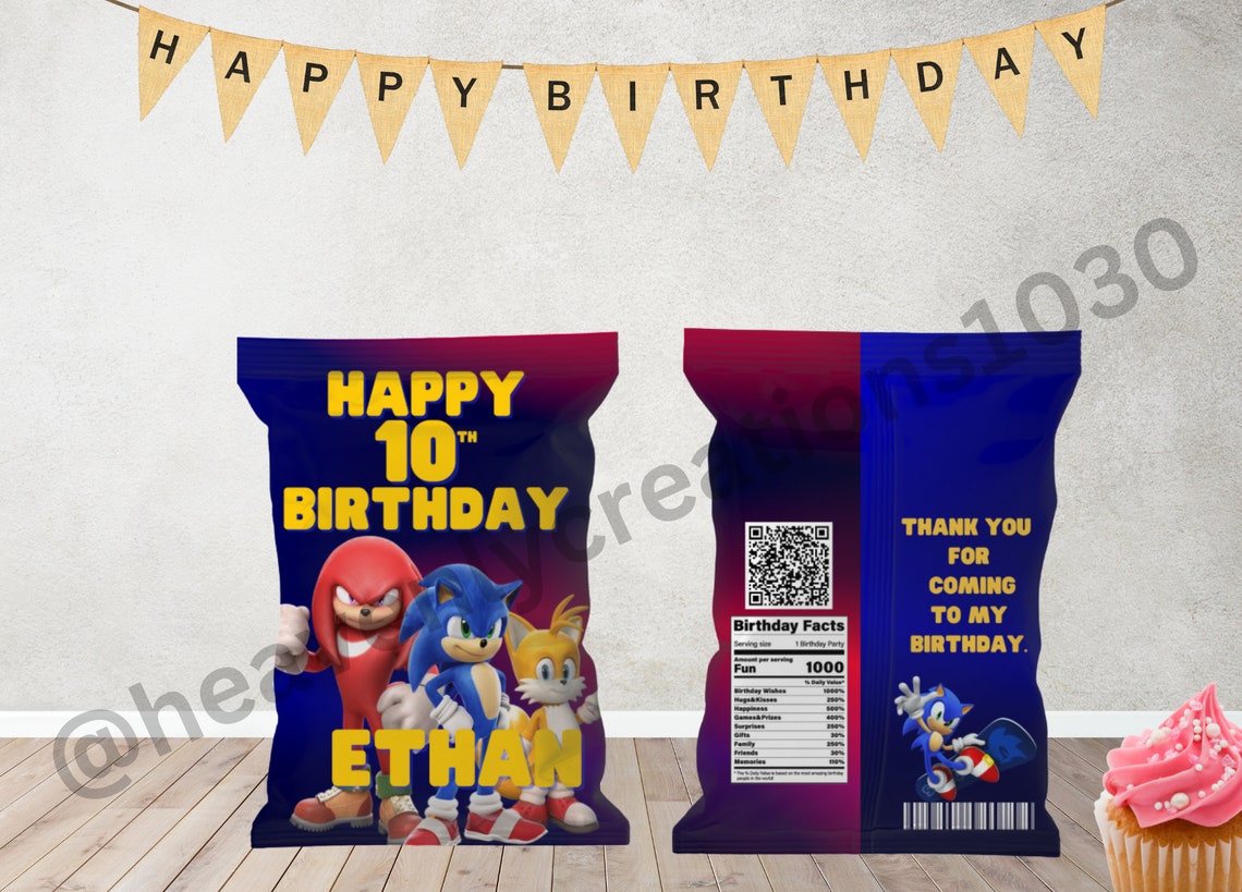 Sonic Party Supplies Chip Bag Labels Printable Sonic Birthday - Etsy
