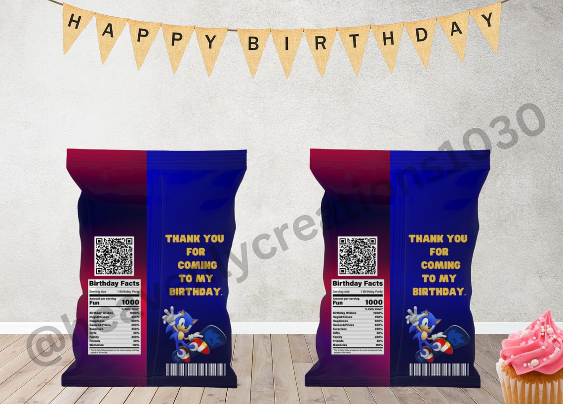 Sonic Party Supplies Chip Bag Labels Printable Sonic Birthday - Etsy