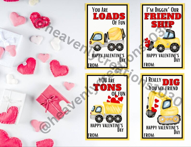 EDITABLE Printable Construction Valentines Cards, Classroom Valentines ...