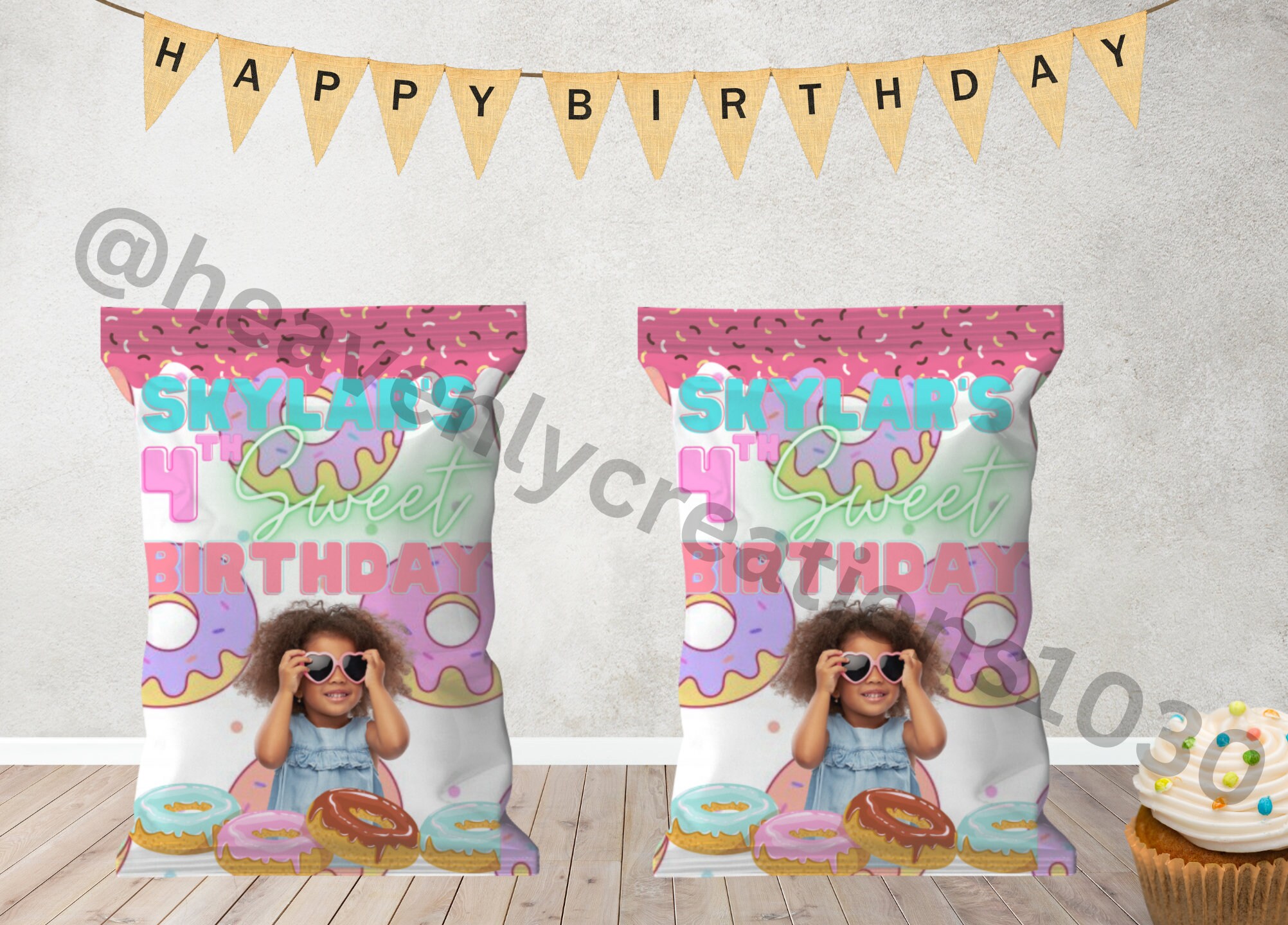 Donut Chip Bag, Donut Snacks Treat Bag, Donut Birthday Party Decoration ...