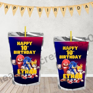 Sonic Party Supplies Chip Bag Labels Printable Sonic Birthday - Etsy