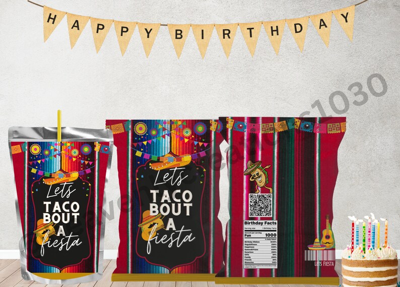 Mexican Fiesta Chip Bag Wrapper Fiesta Birthday Favors - Etsy