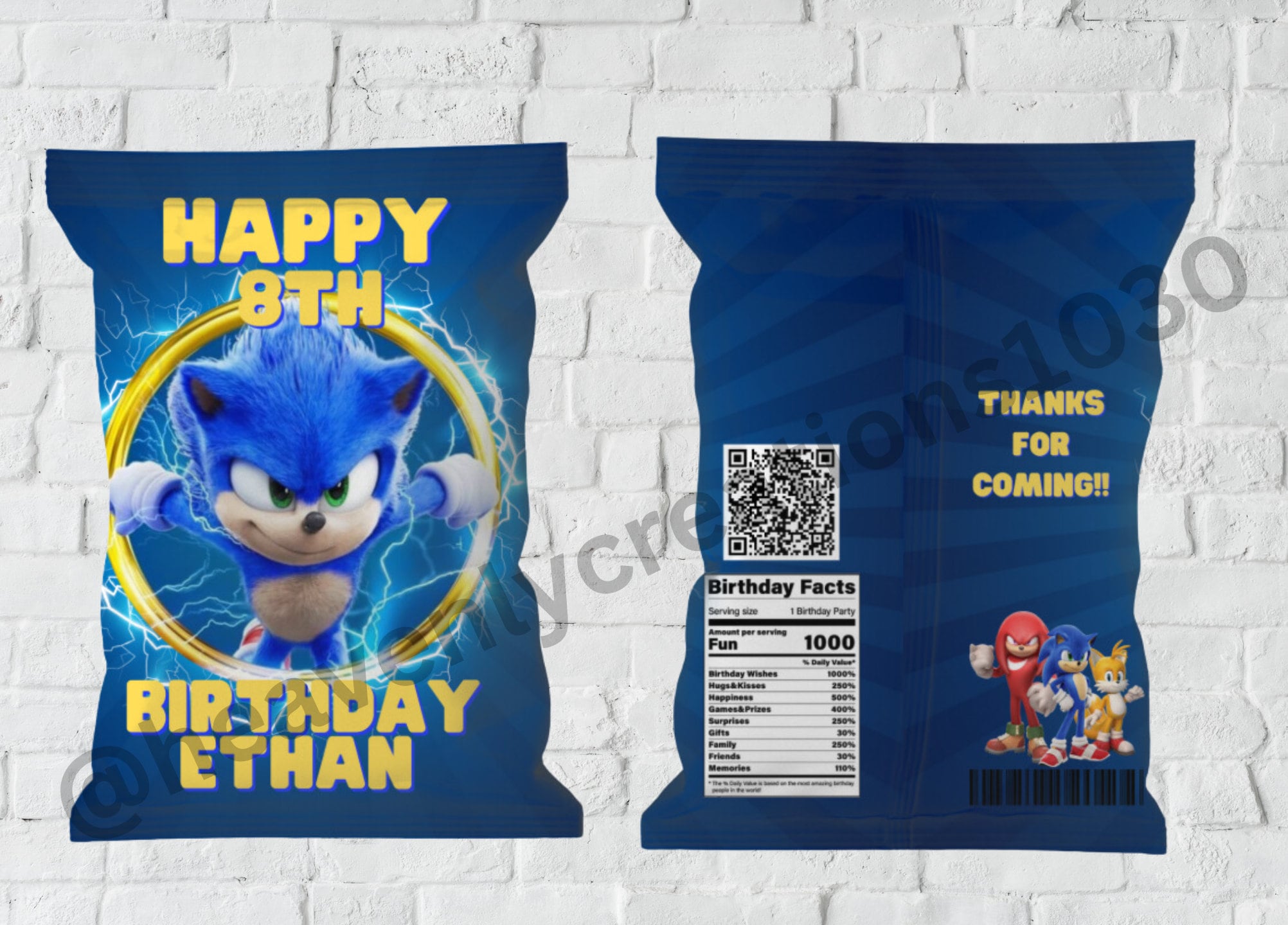 Sonic Party Supplies, Chip Bag Labels Printable Sonic Birthday Template ...