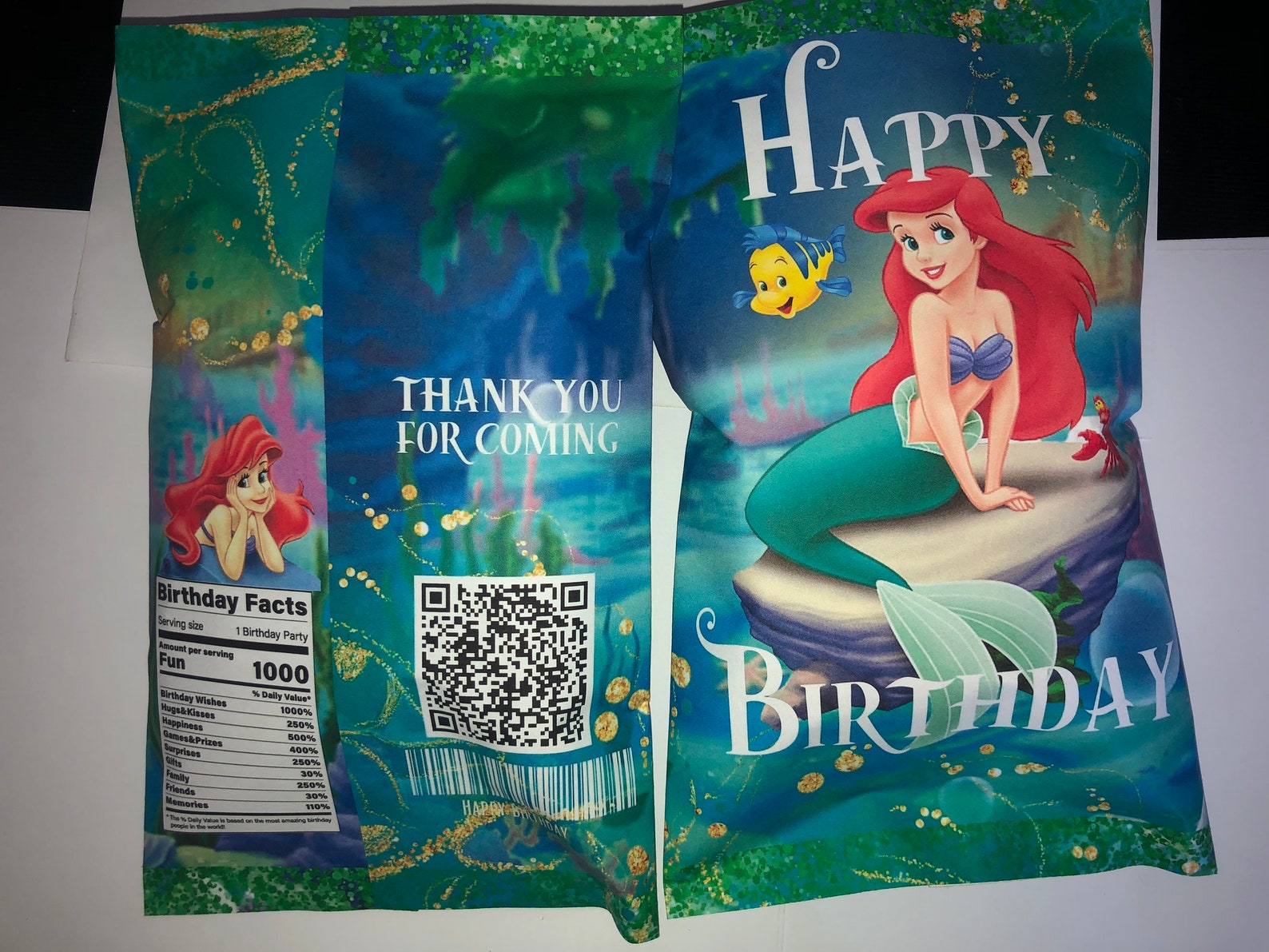 Little Mermaid Birthday Party Chip Bags Wrapper Label Little Mermaid ...