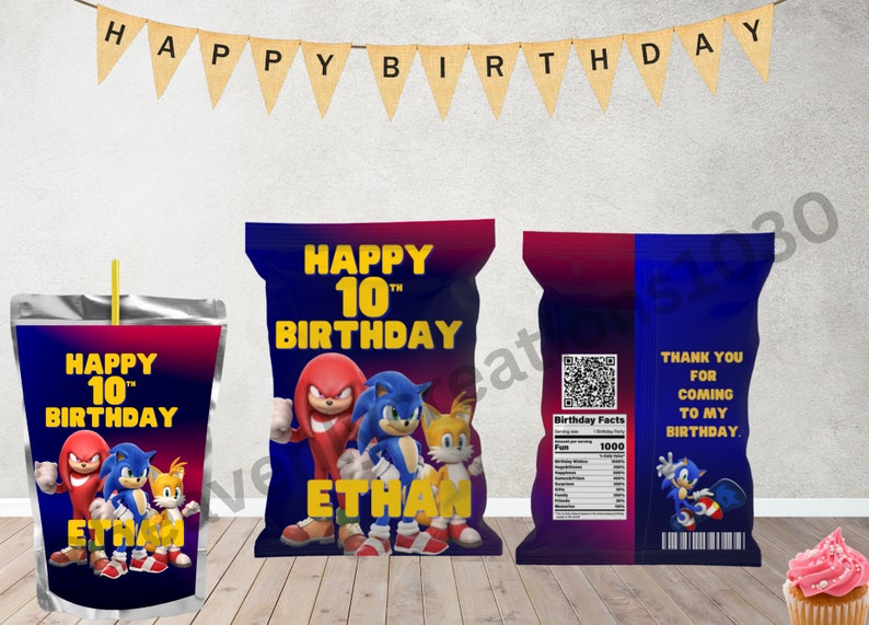 Sonic Party Supplies Chip Bag Labels Printable Sonic Birthday - Etsy