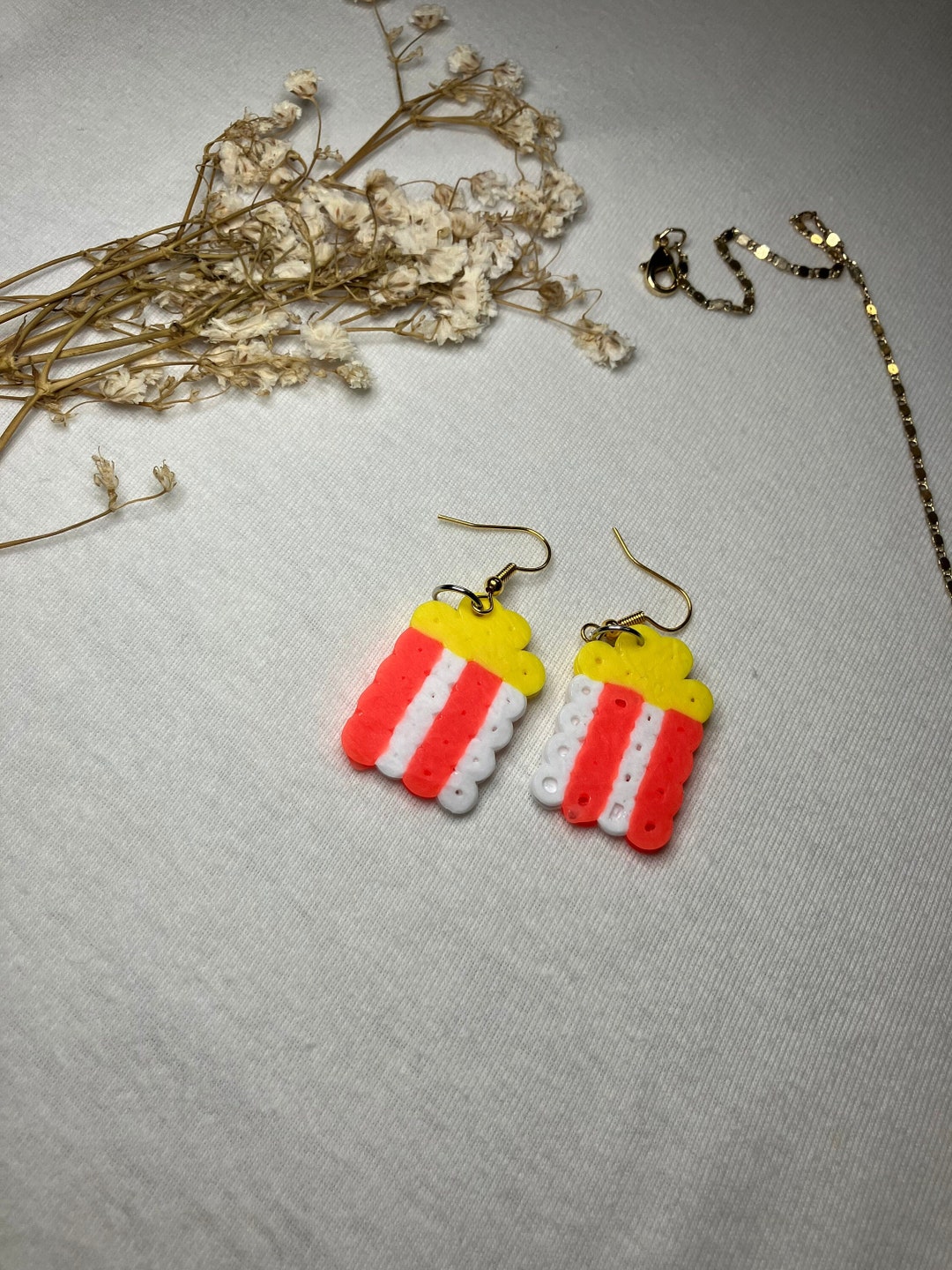 Cute Popcorn Perler Bead Earrings - Etsy