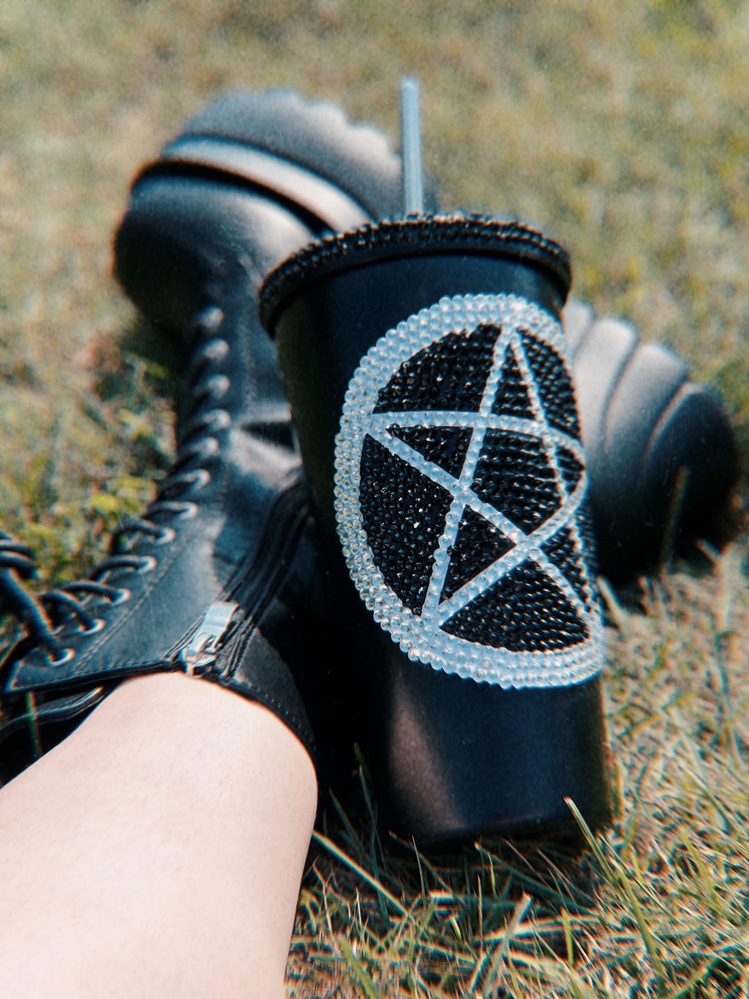 Sparkly, Goth, Pentagram Tumbler, Spooky Cup, Spooky Tumbler, Halloween ...