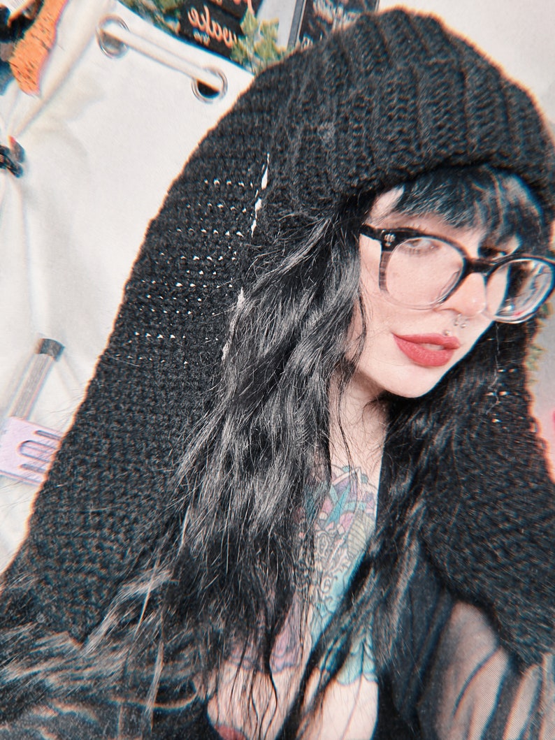 Spooky Bunny Beanie, Bunny Ears Crochet Beanie, Knitting Hat, Cat Ears ...