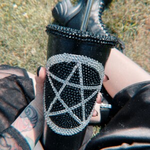 Sparkly, Goth, Pentagram Tumbler, Spooky Cup, Spooky Tumbler, Halloween ...